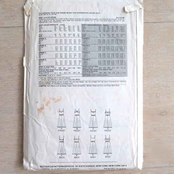 Butterick | Dresses | Vintage 7s Butterick 6563 Small 90s Y2k Mod Hip ...